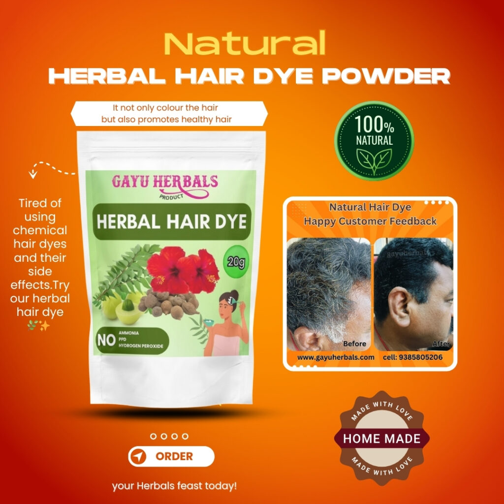 Natural Herbal Hair Dye Powder for Men & Women | Gayu Herbals